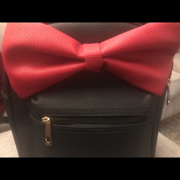 Bags | Minnie Mouse Red Bow Vegan Leather Backpack | Poshmark